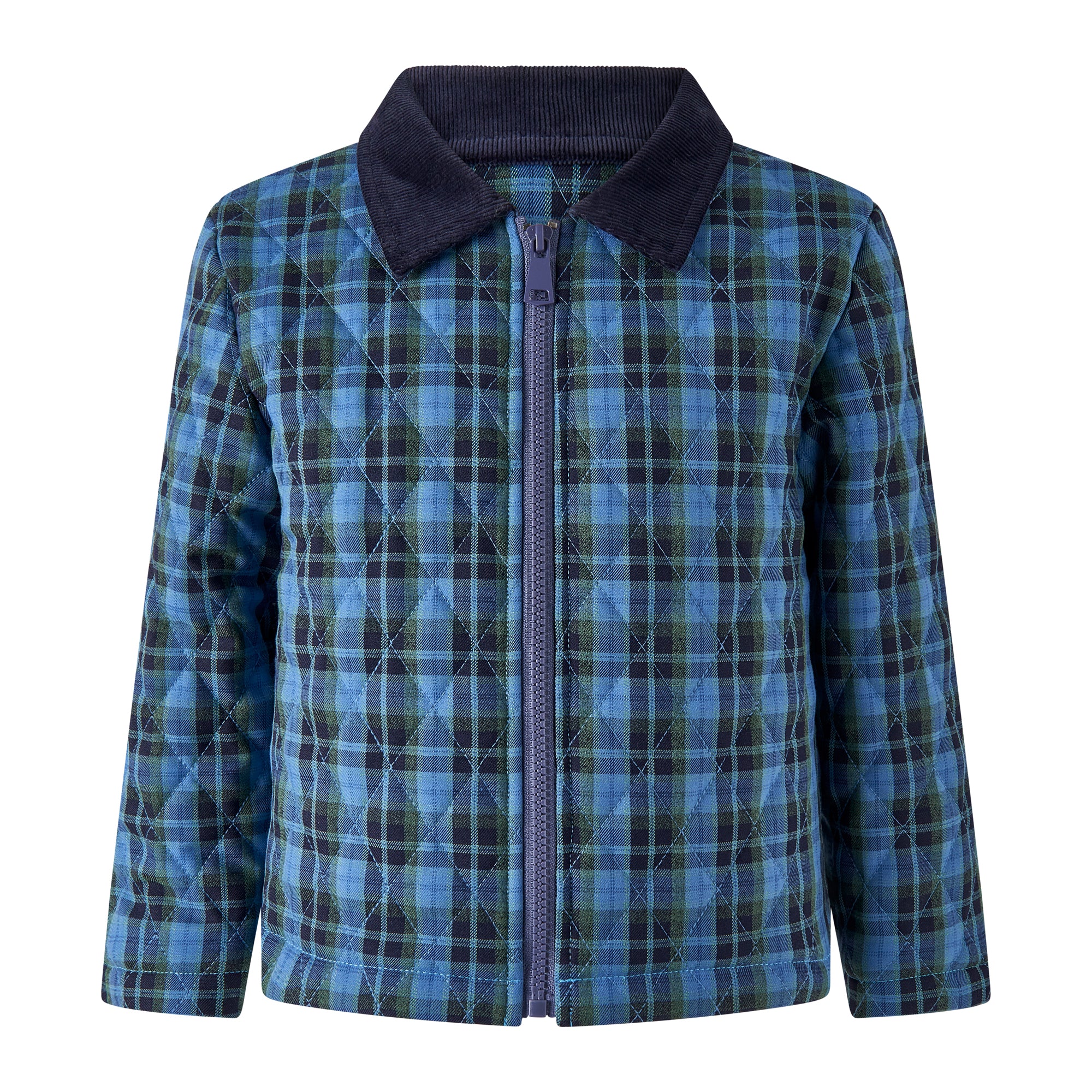 Check Quilted Jacket, Blue