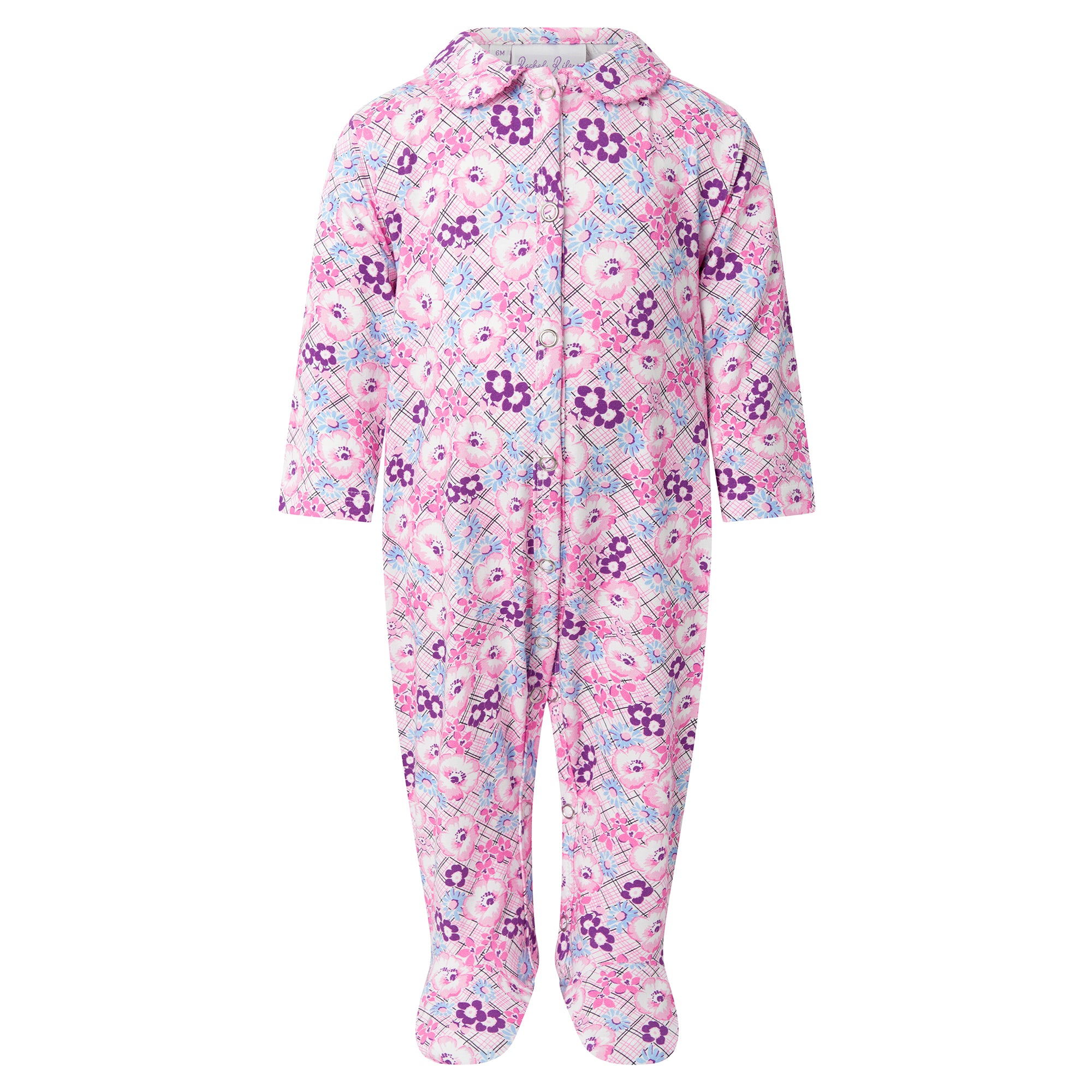 Pink Floral Check Babygro