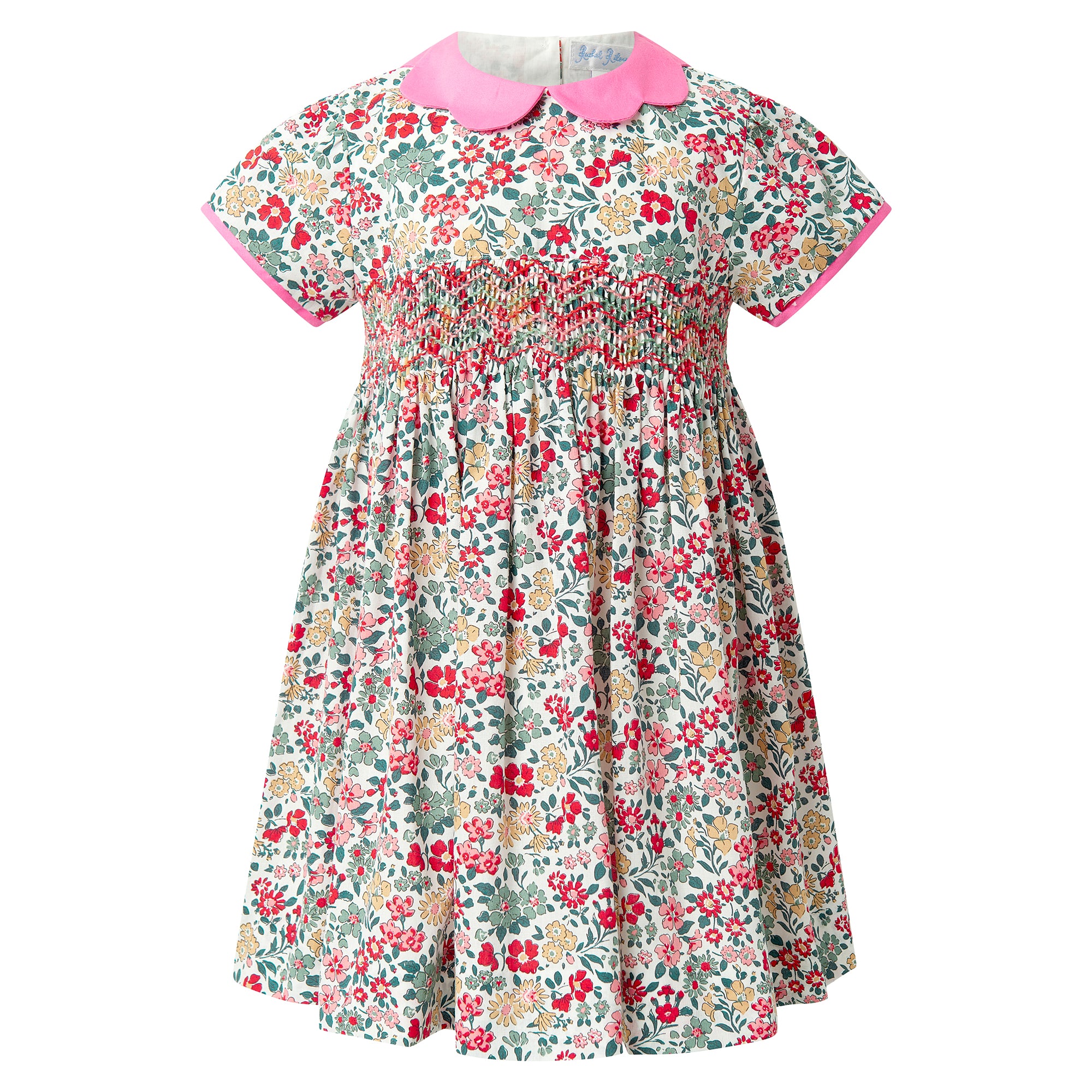 Pink Petal Collar Floral Smocked Dress & Bloomers